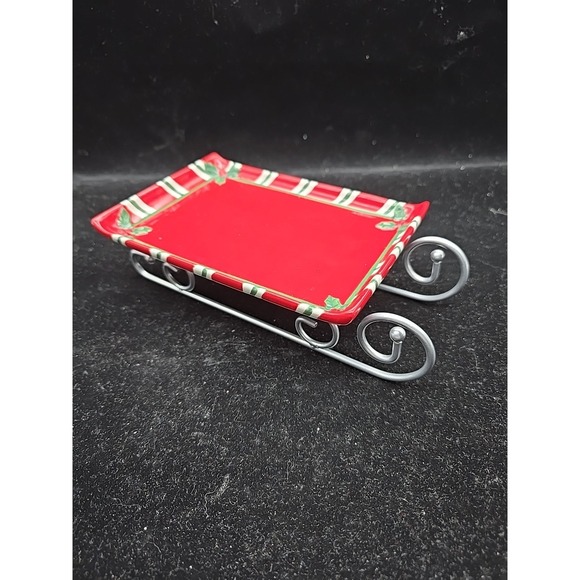 GANZ | Dining | Cute Christmas Sleigh Ceramic Cheese Tray Ganz Red ...